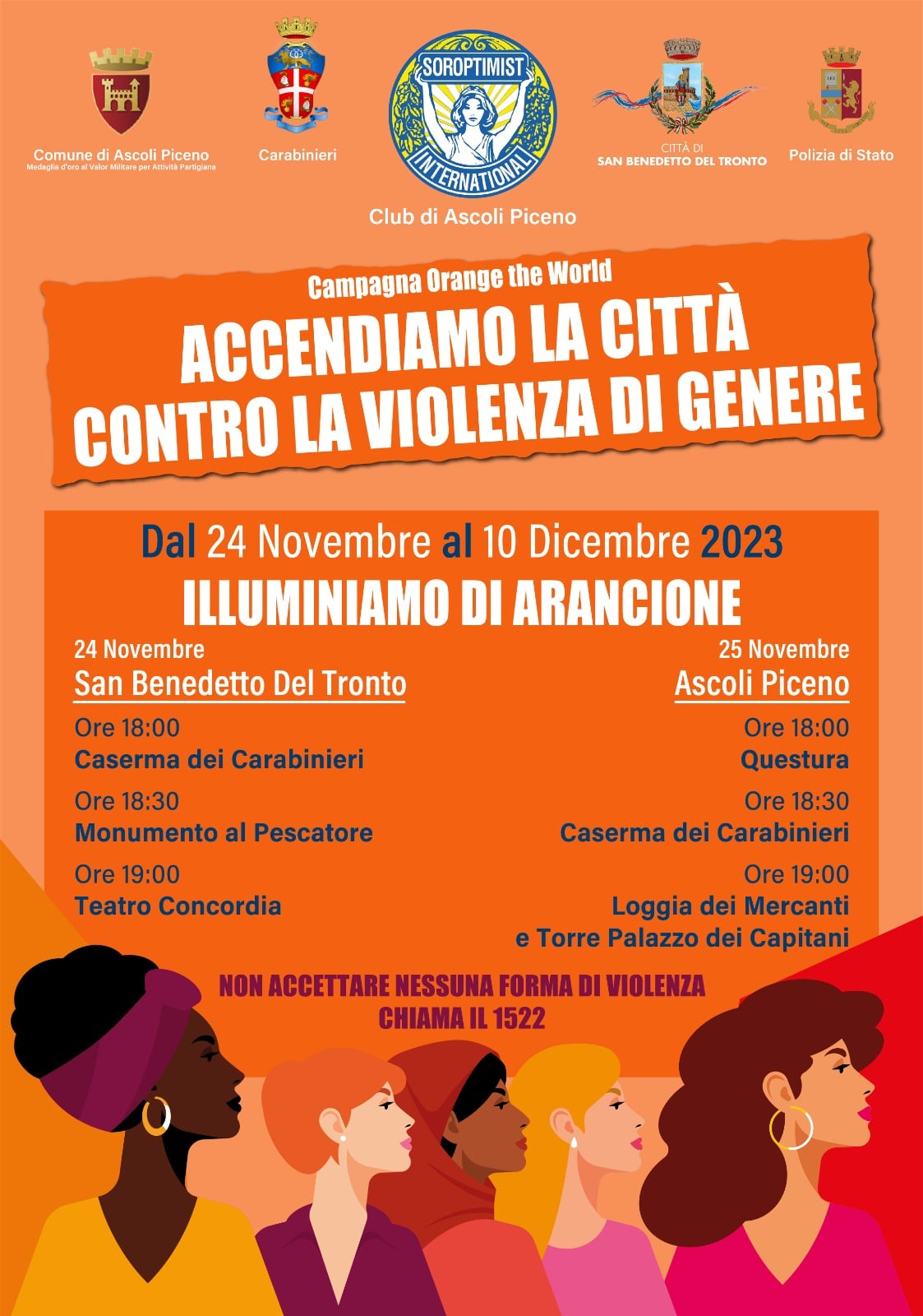Lotta alla violenza sulle donne, San Benedetto si illumina di arancione | Piceno News 24